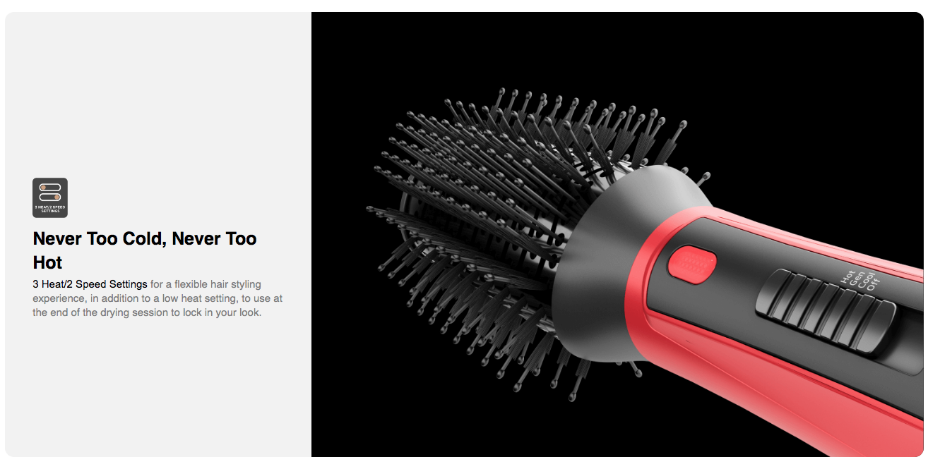 Rush Brush® V2 Volumizer 1200W - Black | Dream 2000